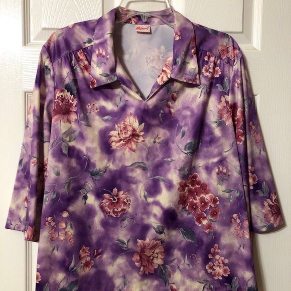 Tops | Blouses For Women Haband Purple Floral Size Large | Poshmark